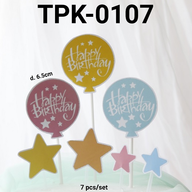 Jual TPK-0107 Cake topper kertas tusuk hiasan kue balon bintang star yamama baking | Shopee ...