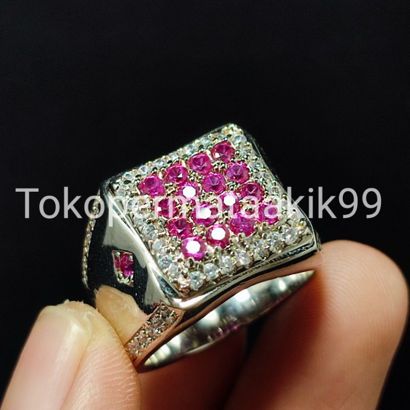 Jual CINCIN PRIA/ COWOK PERMATA RUBY TABUR 9 PCS IKATAN RING PERAK ...