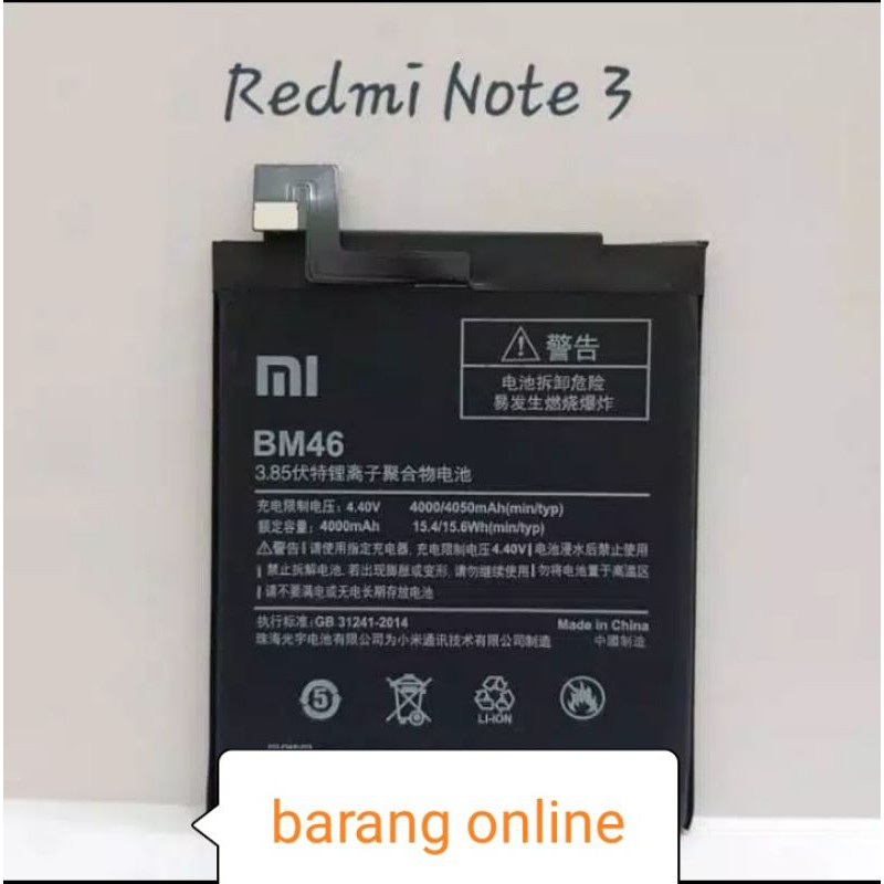Jual BATRE BATERAI BATTERY XIAOMI REDMI NOTE 3/NOTE 3 PRO BM46 | Shopee ...