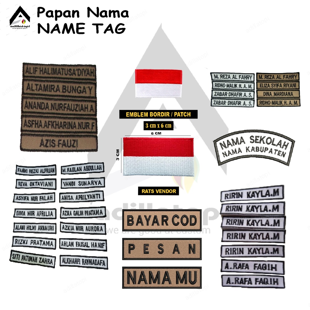 Jual PAPAN NAMA // NAME TAG // PAPAN NAMA BORDIR // NAME TAG BORDIR ...