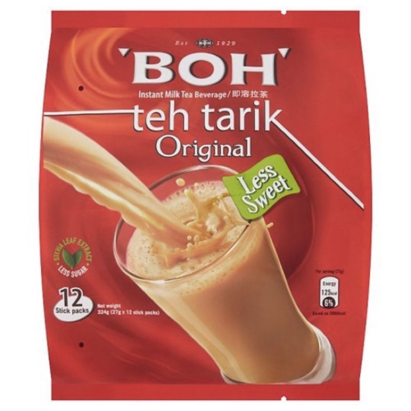 Jual BOH Teh Tarik Original Less Sugar 12 sachet/Boh 3 In 1 Instant Tea ...
