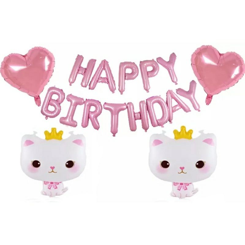 Jual Paket Balon Kucing Cat Happy Birthday Pink | Shopee Indonesia