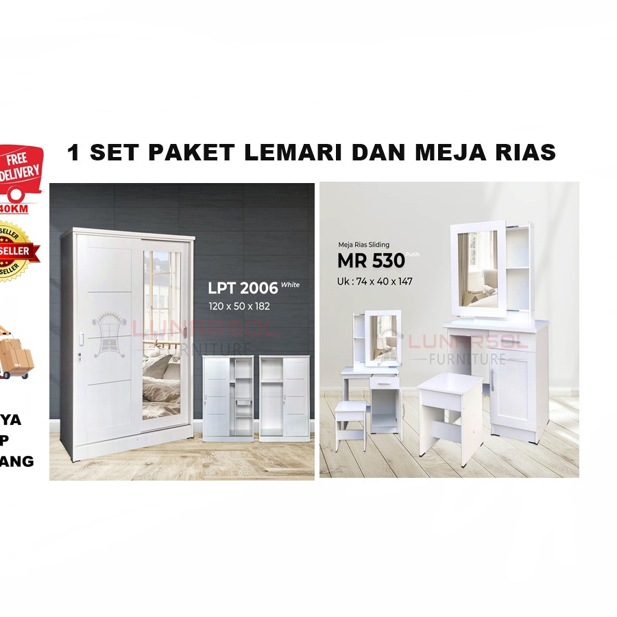 Jual PAKET 1 SET PAKET LEMARI MR530 DAN MEJA RIAS LPT2006 (DROP ...