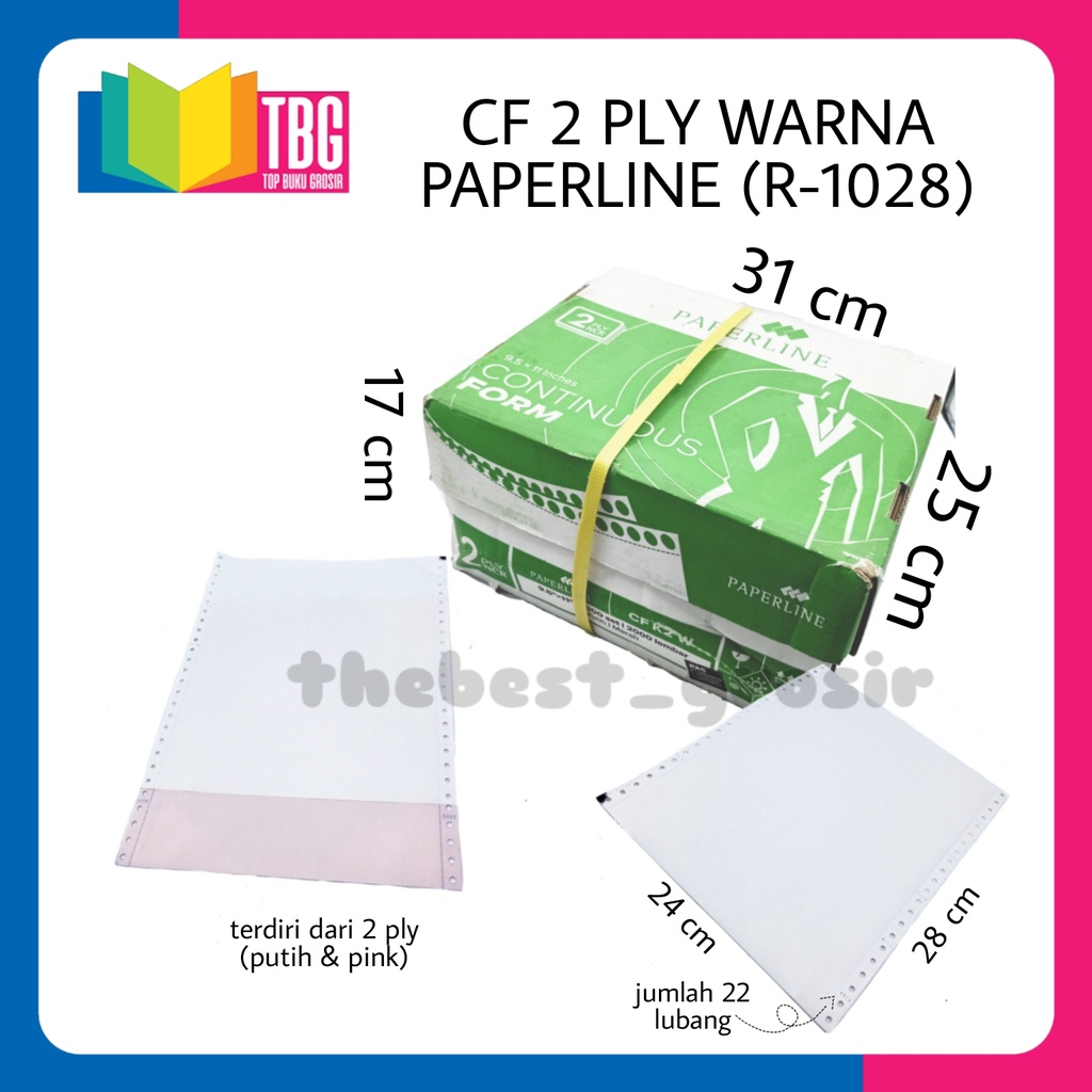 Jual 1 BOX CF 2 PLY WARNA PAPERLINE / CONTINUOUS FORM / KERTAS KASIR ...
