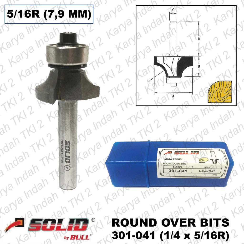Jual Mata Profil Round Over SOLID 301 041 Profil Bulat Bits 1/4" x 5/8 ...