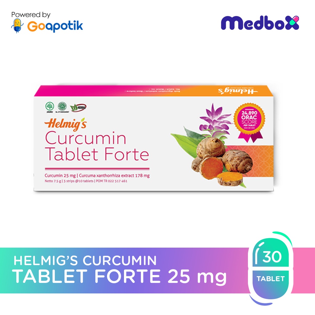 Jual Helmigs Curcumin Tablet Forte 25 mg Isi 30 Tab / 100 Tab Suplemen ...