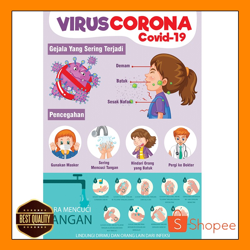 Jual Poster Gejala dan Pencegahan Covid 19 | Shopee Indonesia