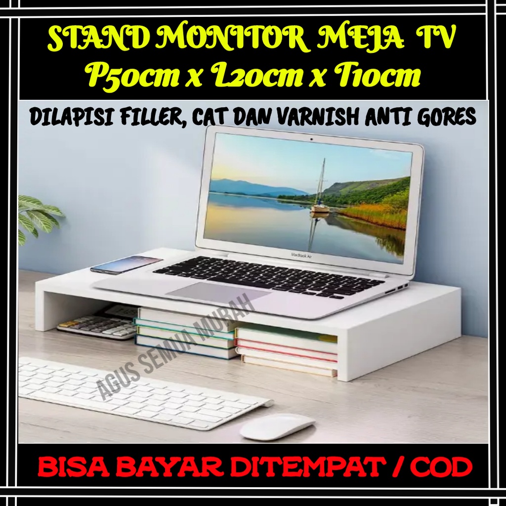 Jual Stand Monitor Rak Meja Laptop Tv Kayu Murah Keren P50cm x L20cm x ...