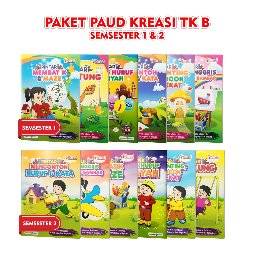 Jual Buku Anak TK PAUD TK B / 6 Buku Paket PAUD Kreasi Semester 1 Dan ...
