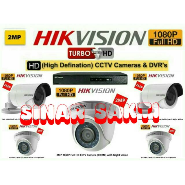 Jual PROMO PAKET CAMERA CCTV HIKVISION DVR 8CH 5 CAMERA 2MP 1080P ...
