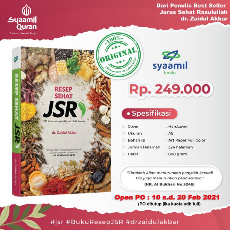Jual BUKU Resep Sehat JSR Dr Zaidul Akbar Penerbit Syamil | Shopee Indonesia