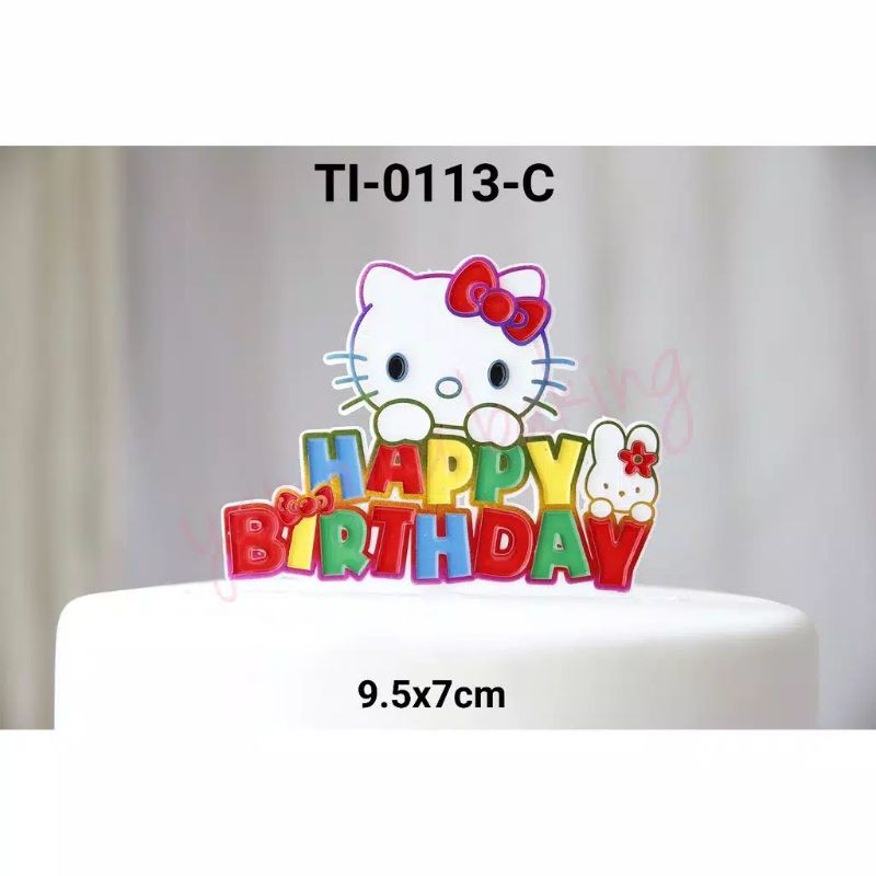 Jual CAKE TOPPER HIASAN KUE HELLO KITTY BIRTHDAY ULANG TAHUN ANAK HBD ...