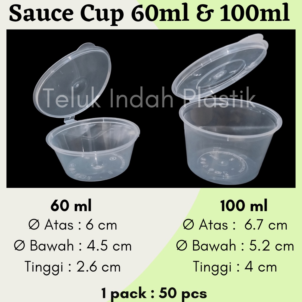 Jual 50pcs Thinwall Tempat Saus Plastik 25ml 60ml 100ml 150ml Sauce Cup ...