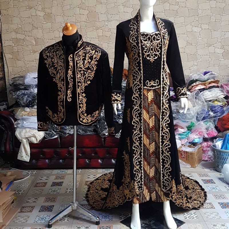 Jual kebaya kutu baru bludru cantik sepasang baju pengantin adat jawa ...