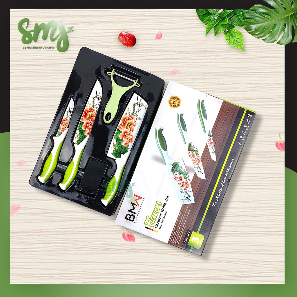Jual SMJ - Pisau Dapur Set Pisau Set 5in1 Motif Bunga Kitchen Knife ...