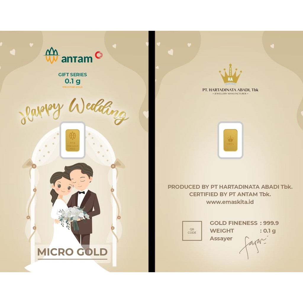Jual 0,1GR Micro Gold LM/Emas ANTAM Hartadinata Wedding Gift Series ...