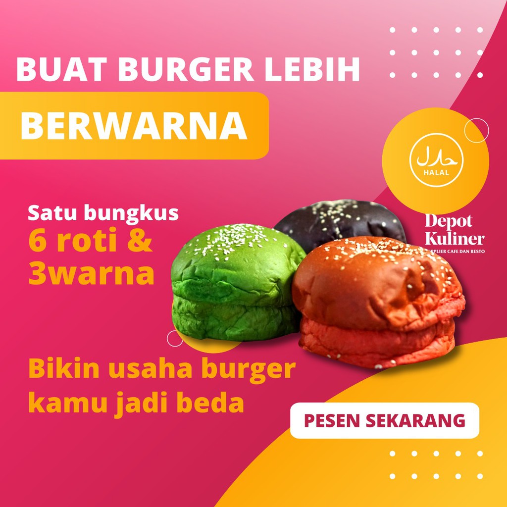 Jual Roti Burger Warna Warni / Roti Burger Pelangi / Roti Burger ...