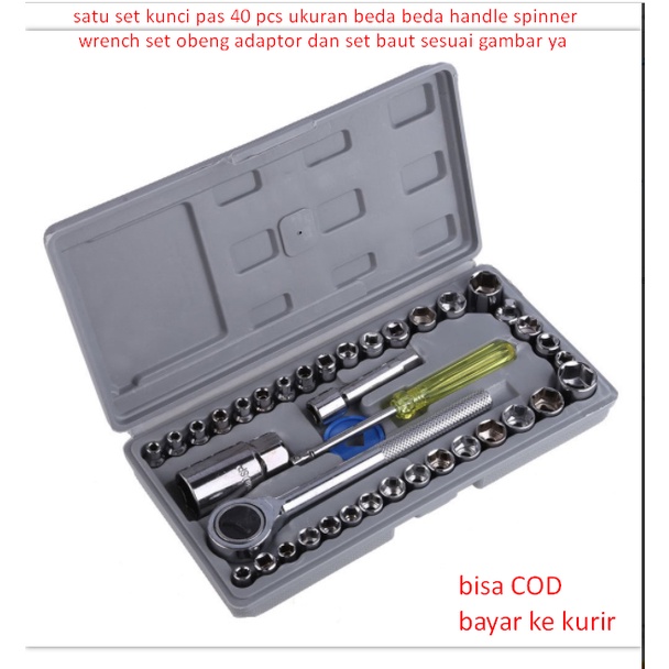 Jual satu set kunci pas 40 pcs ukuran beda beda handle spinner wrench ...