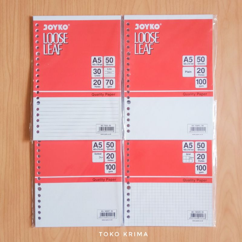Jual Loose Leaf Joyko A5 Kertas File Isi Binder Refill Grid Dot Garis Polos | Shopee Indonesia
