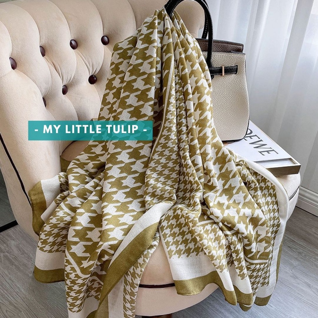 Jual Scarf Wanita Fashion Style Houndstooth Syal Cewe Kantoran Simple ...