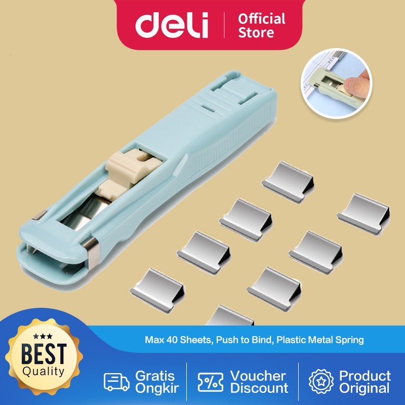 Jual Deli Fastener / Binder Clip Otomatis Gratis 8 Buah Clip 8591F ...