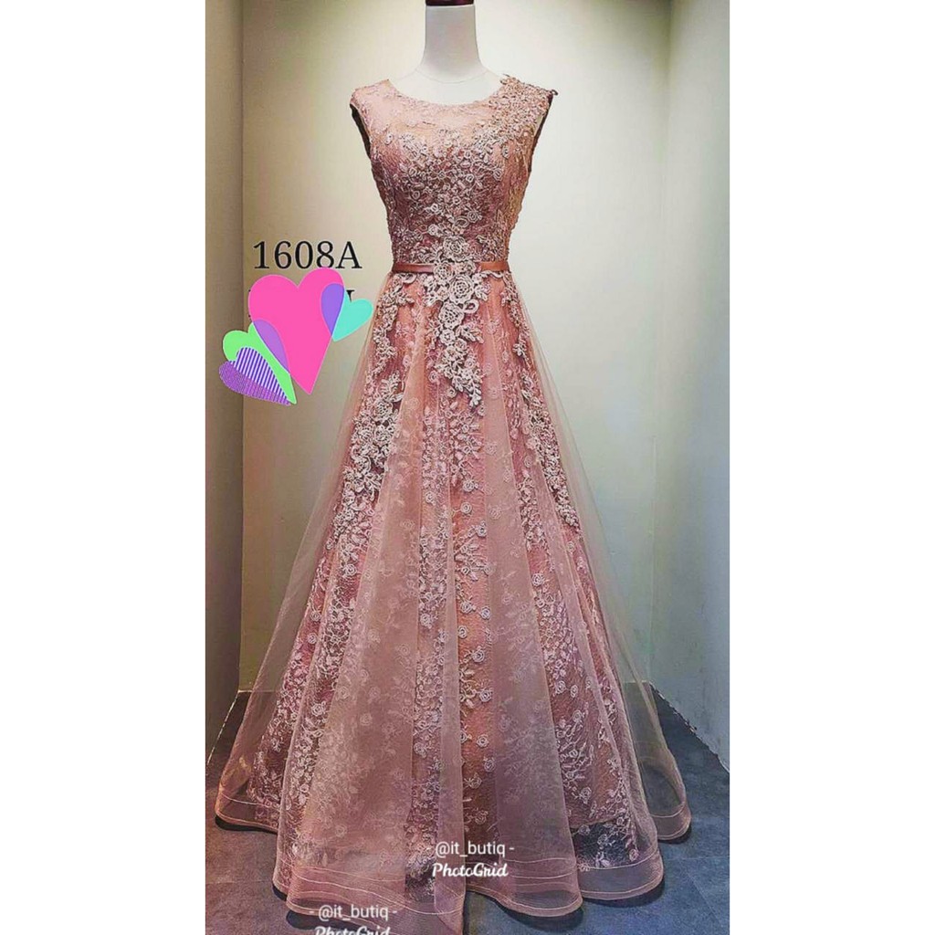 Jual Longdress Party Emboss brokat premium - Long Dress prewedding ...