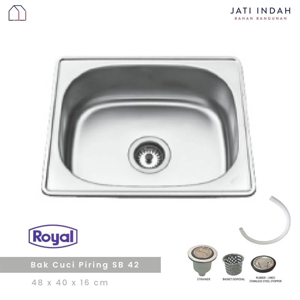 Jual Bak Cuci Piring ROYAL SB-42 Stainless Sink 1 Lubang Tanpa Sayap | Shopee Indonesia