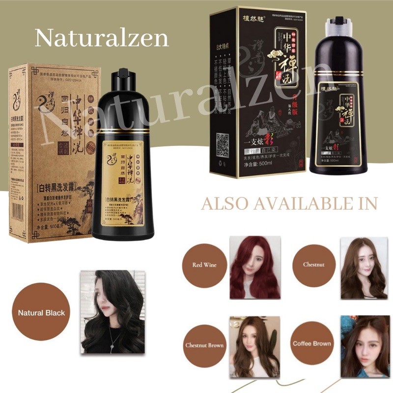Jual Sampo dewa cat rambut natural zen untuk semir uban menjadi HITAM ...