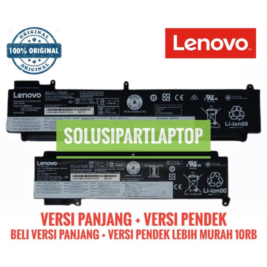 Jual Baterai Lenovo Thinkpad Battery Compatible T460s T470s Original ...