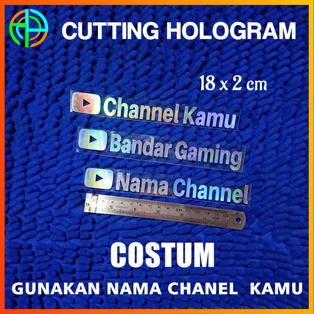 Jual isi 03 Sticker Cutting Costum Nama Channel Youtube Hologram Setiker Youtuber Nama Stiker ...