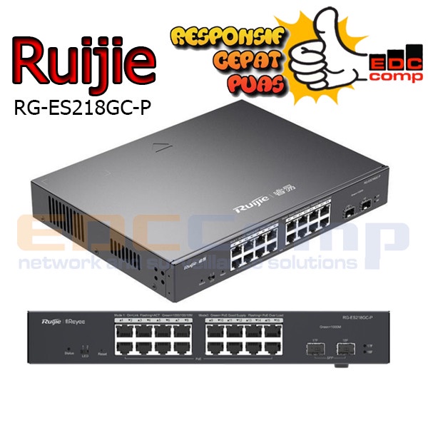 Jual Ruijie RG-ES218GC-P 18 Port Gigabit Smart POE+ Switch 240W | Shopee Indonesia
