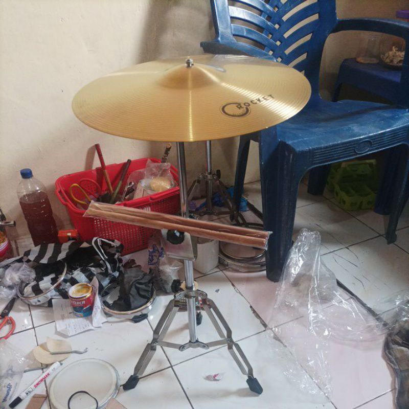 Jual 1Set Stand plus Simbal cymbal rocket bahan kuningan asli 12inc ...