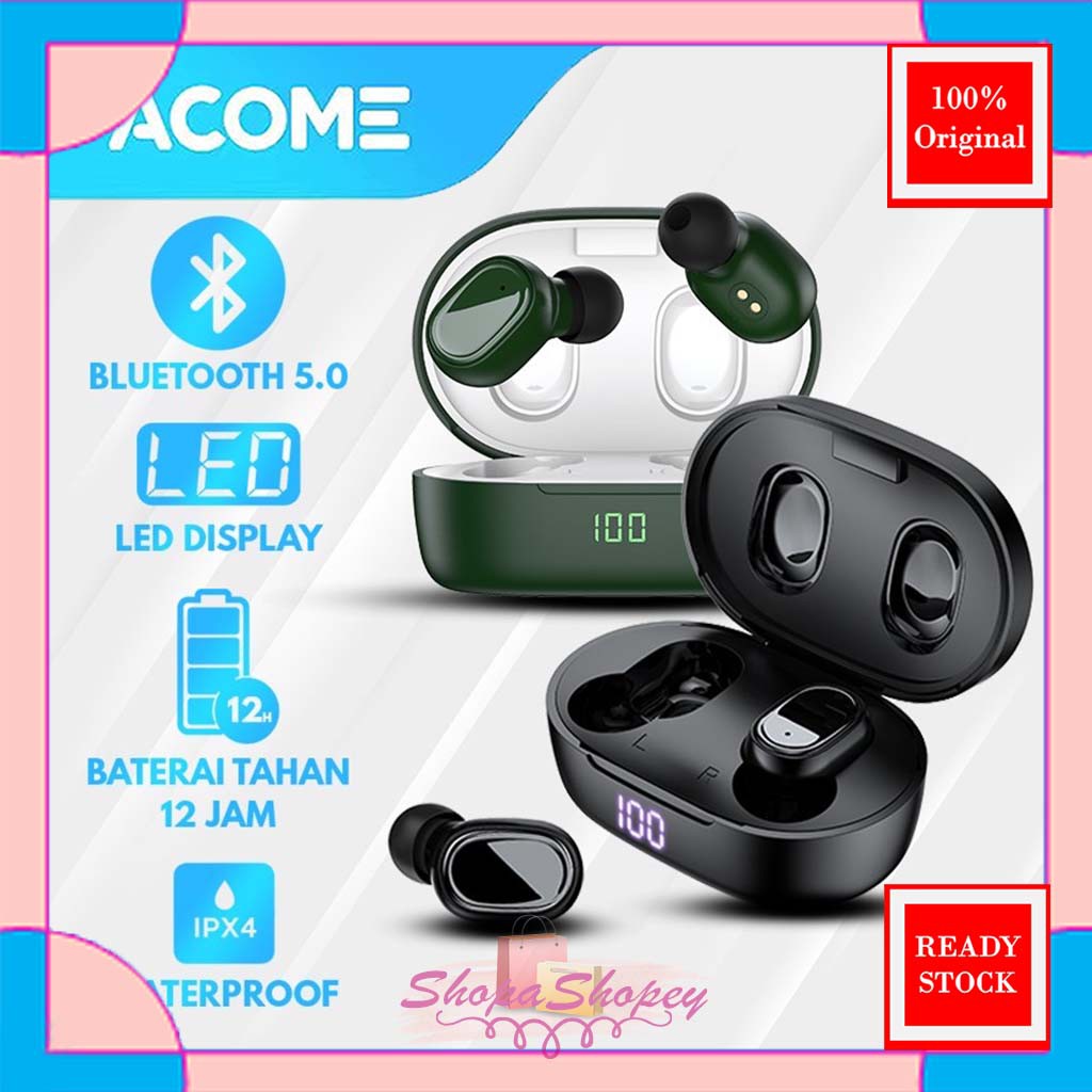 Jual Acome Headset Earphone Bluetooth 5.0 TWS LED Garansi Resmi 1 Tahun ...