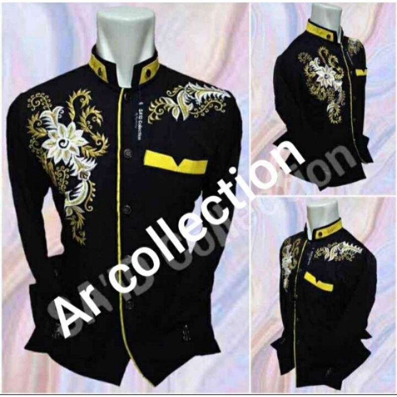 Jual jasko hitam bordir list kuning | Shopee Indonesia