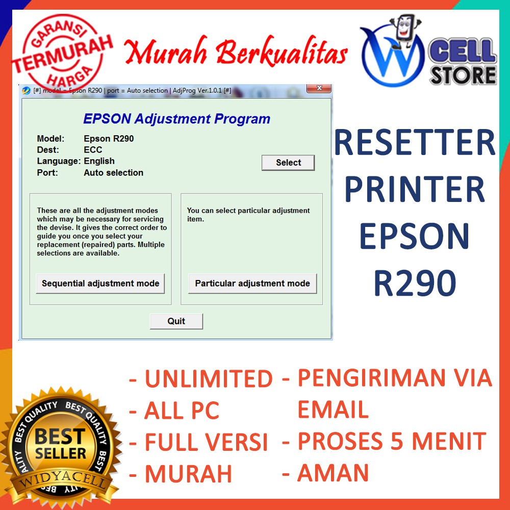 Jual SOFTWARE RESETTER / RESET / RESETER PRINTER EPSON R290 UNLIMITED ...