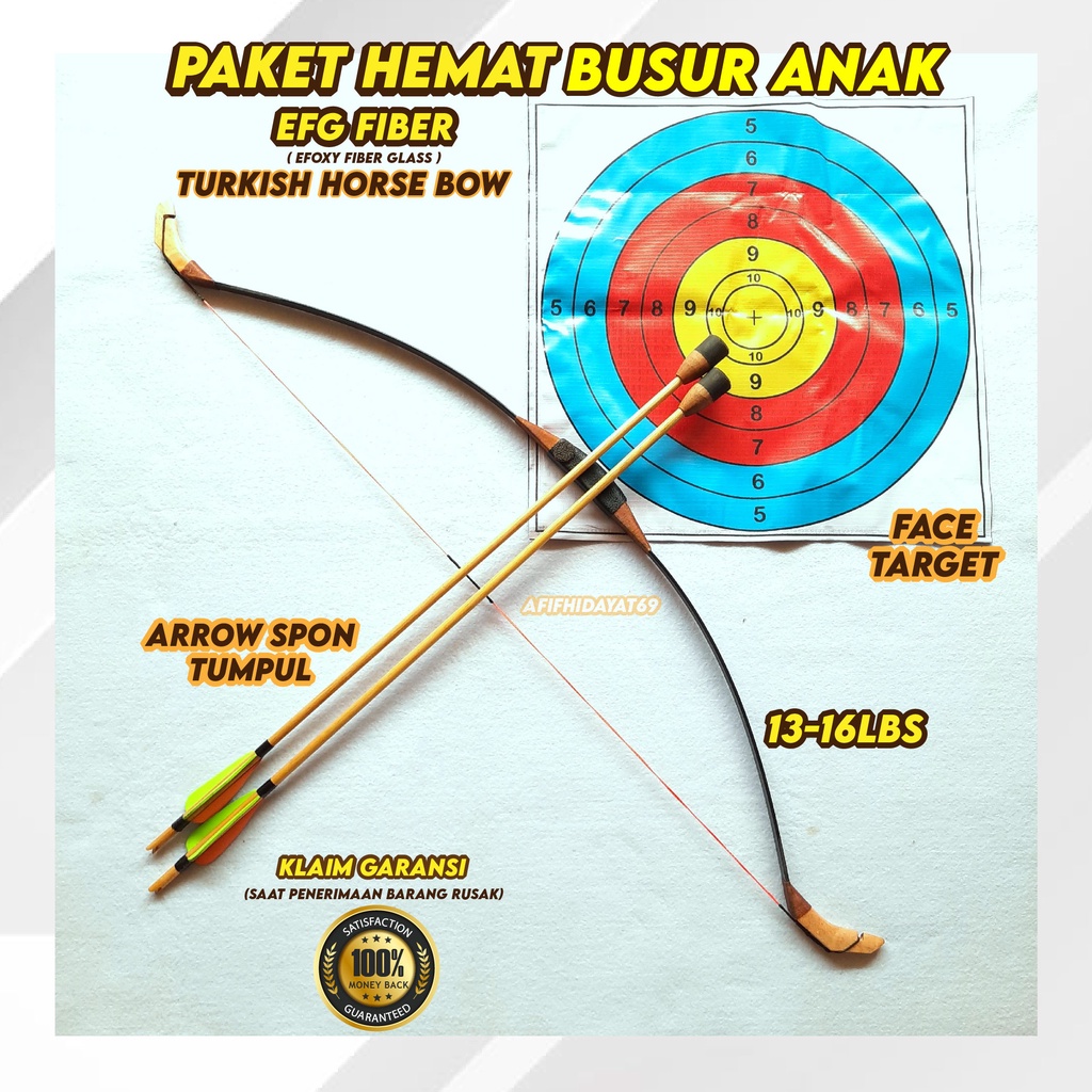 Jual Paket Hemat Olah Raga Panahan Traditional Busur Panah Fiber 1,5cm ...