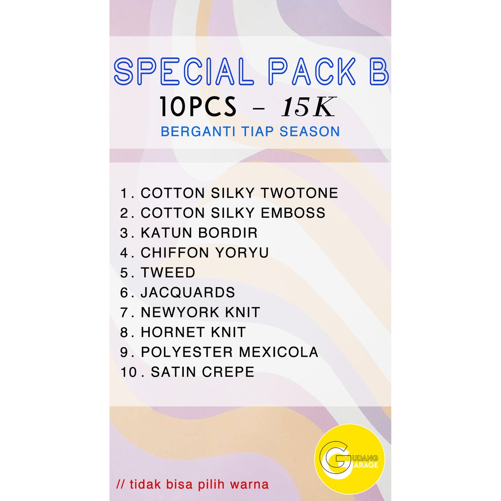 Jual Sample Pack Kain Gudang Garage swatches | Shopee Indonesia