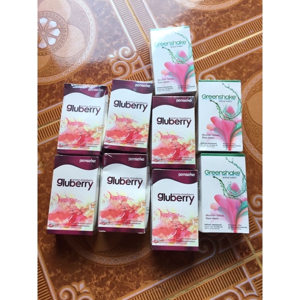 Jual Gluberry collagen, dan pansaka greenshake. harga promo!!! | Shopee ...