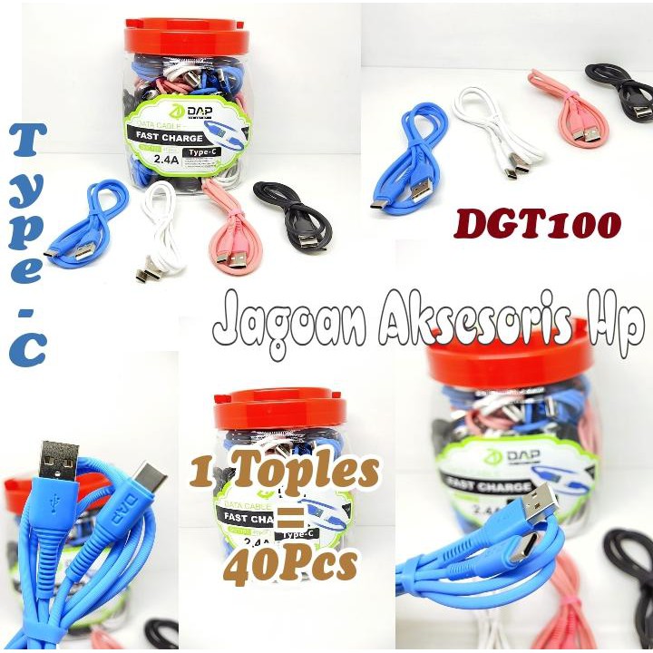 Jual DAP DGT100 Data Cable Type-C 1m 2.4A Fast Charging Kabel Casan ...