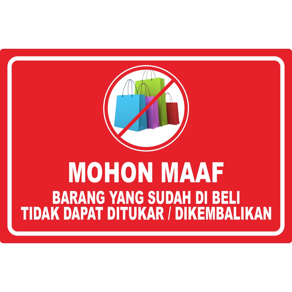 Jual Stiker Label Barang Yang Sudah Dibeli Tidak Dapat Dikembalikan ...