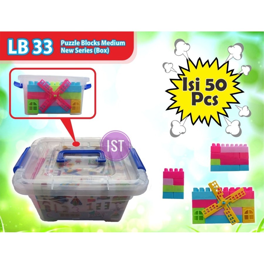 Jual mwn.toys Mainan Puzzle Blocks Container isi 50 pcs No. LB33 ...