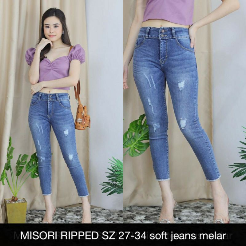 Jual CELANA JEANS WANITA MISORI RIPPED | Shopee Indonesia