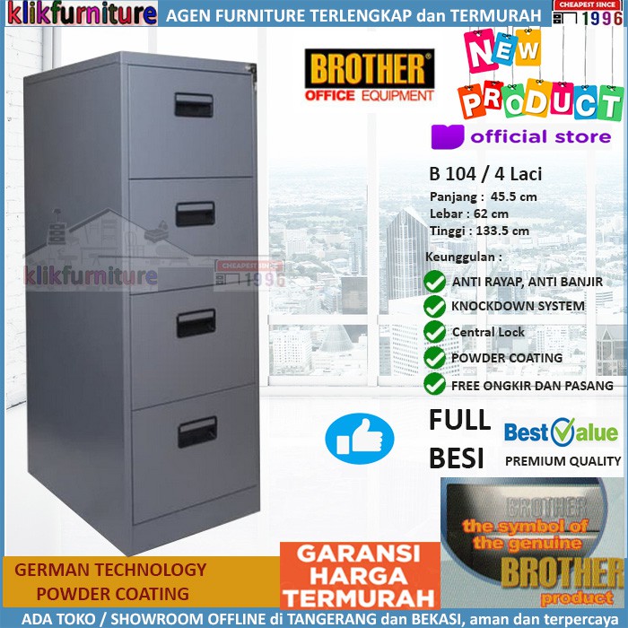 Jual B 104 Brother Filling Cabinet Besi Kantor 4 Laci / 4 Susun | Shopee Indonesia