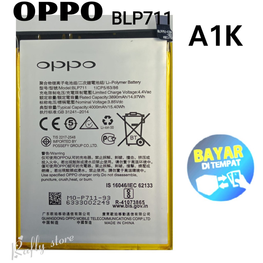 Jual Batre Baterai Battery Oppo A1K BLP711 4000mAh Original | Shopee ...