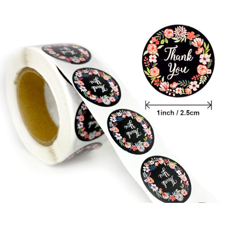 Jual Sticker Thank You Round Label Colorfull Stiker Bundar 2,5 cm Tag ...