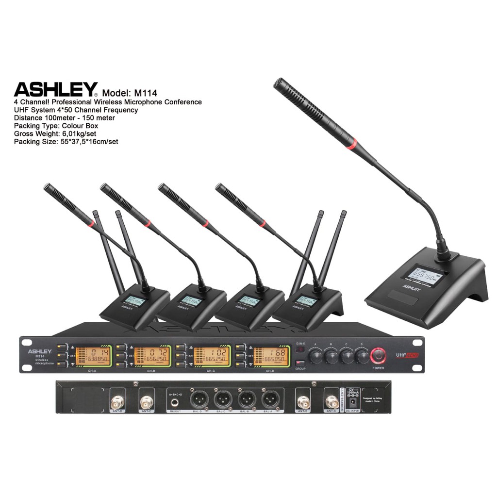 Jual MIC WIRELESS PODIUM / CONFERENCE ASHLEY M114 4BH MIC MEJA ...