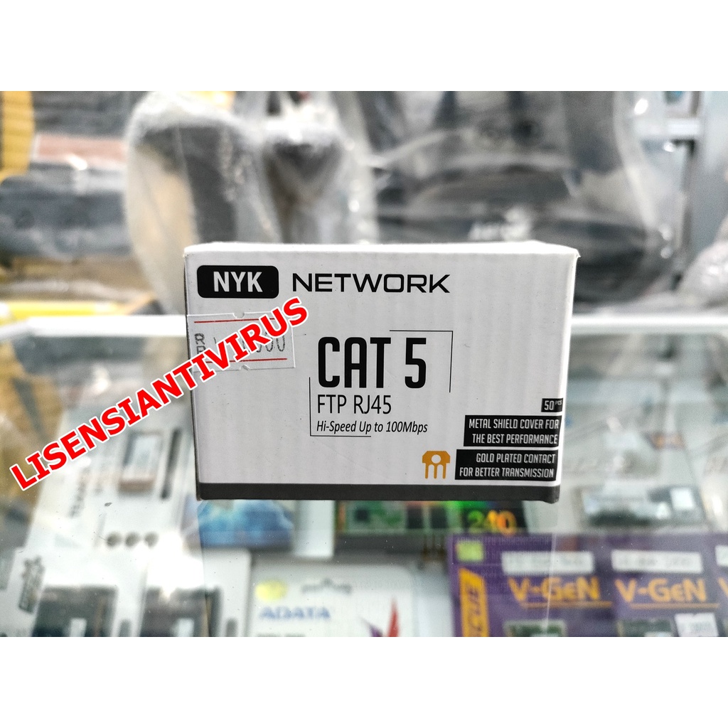 Jual Kepala Rj45 Cat 5 Gold NYK Conector Rj45 Cat5 FTP Besi isi 50pcs ...