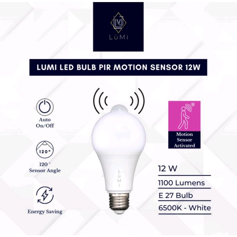 Jual LUMI Lampu LED PIR Body Motion Sensor 12W Light Bulb On/Off ...