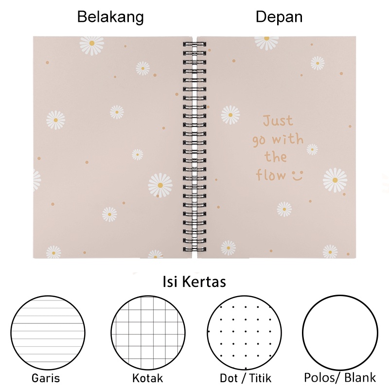 Jual Notebook Spiral A5 Aesthetic 100 Halaman Tebal Kertas 80 Gsm Buku ...