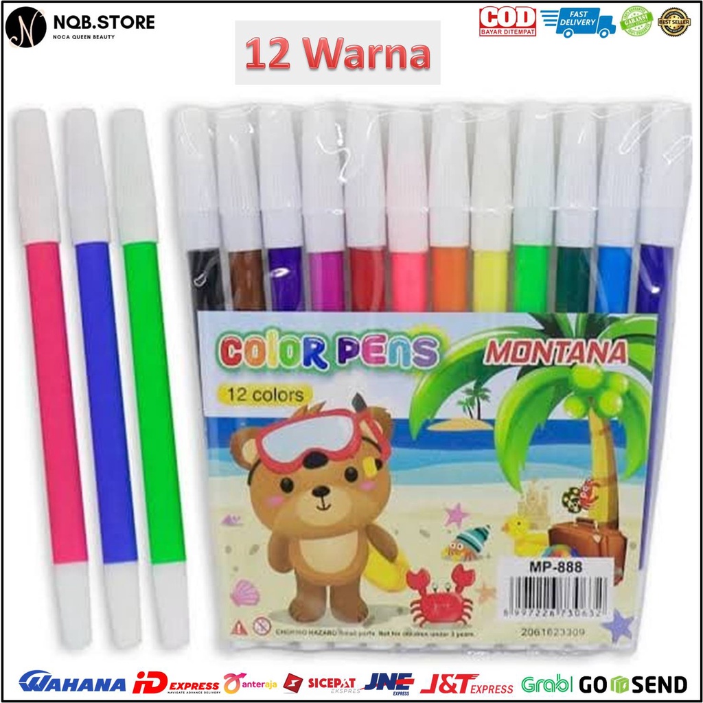 Jual NQB - Spidol Warna Murah Amanda Montana 12 Warna - Colour Pen ...